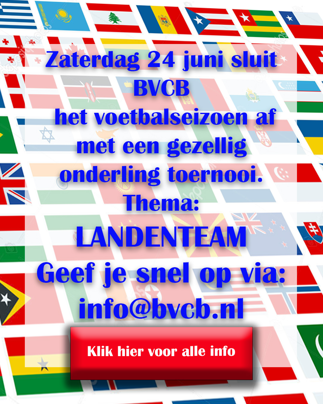 Poule indelingen en wedstrijdschema onderling toernooi 24 juni | BVCB